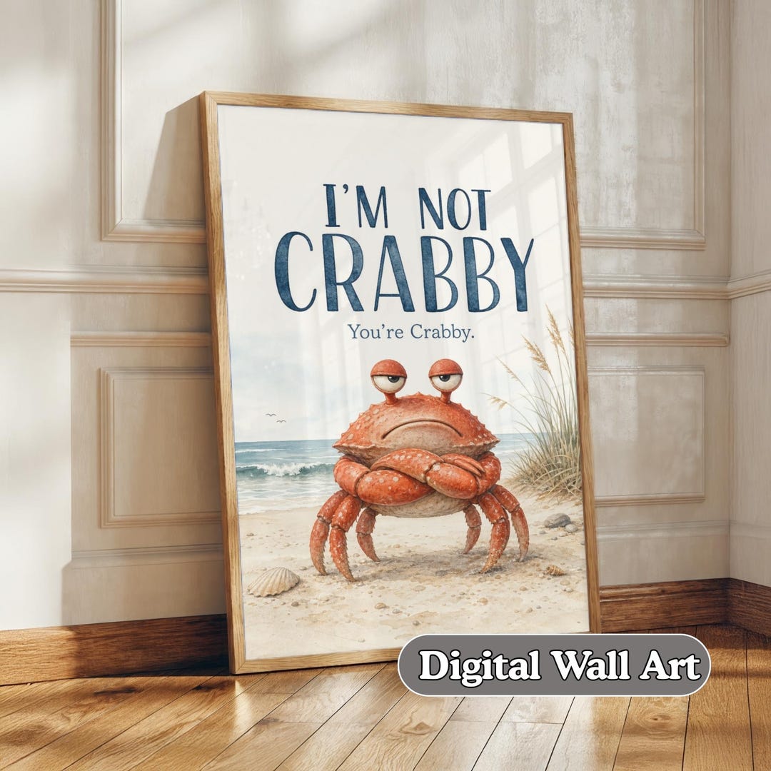 Crab Beach Wall Art Digital Download 300 Dpi Printable Poster Crabby ...