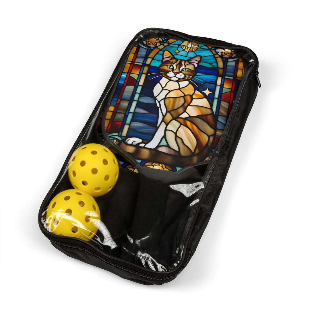 Stained Glass Cat Pickleball Paddle Set Unique Artistic Paddle With ...
