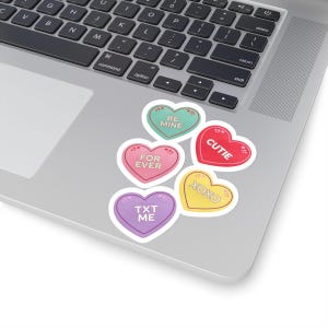Candy Hearts Stickers, Valentine's Day Heart Decals - Love-themed ...