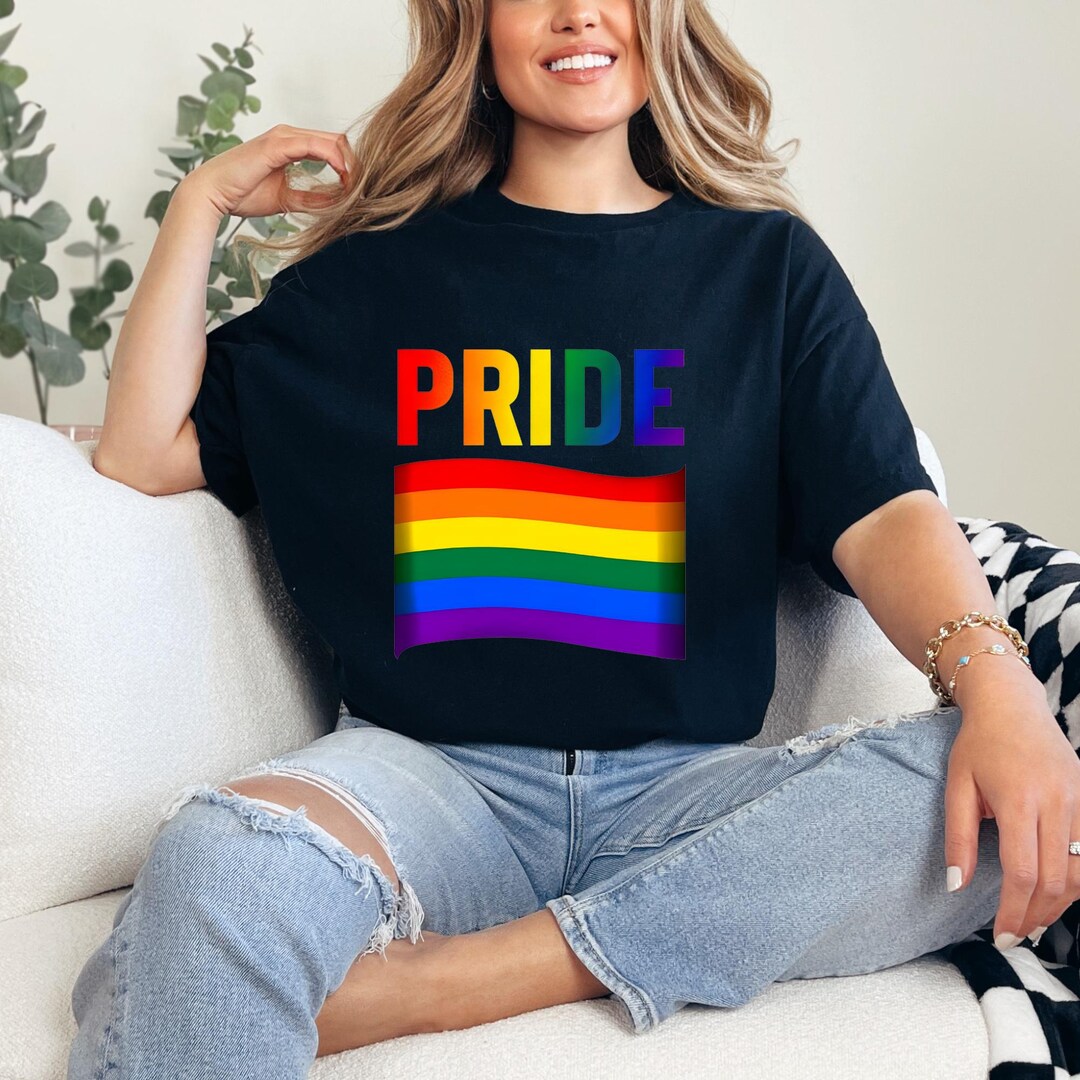 Pride Tshirt LGBTQ Rainbow Flag Shirt Love is Love Tee Gay Pride ...
