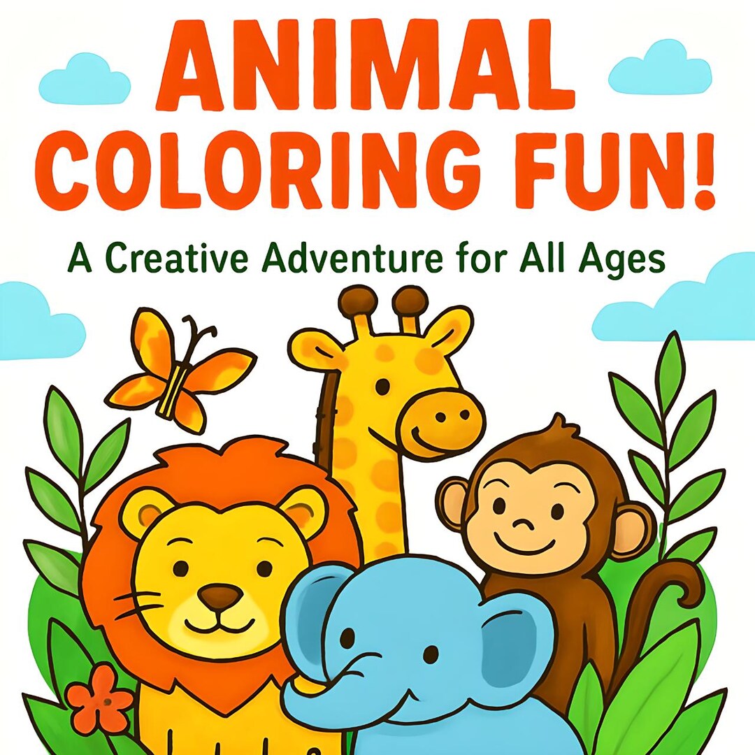Animal Digital Coloring Pages Pdf Printables Digital Download - Etsy