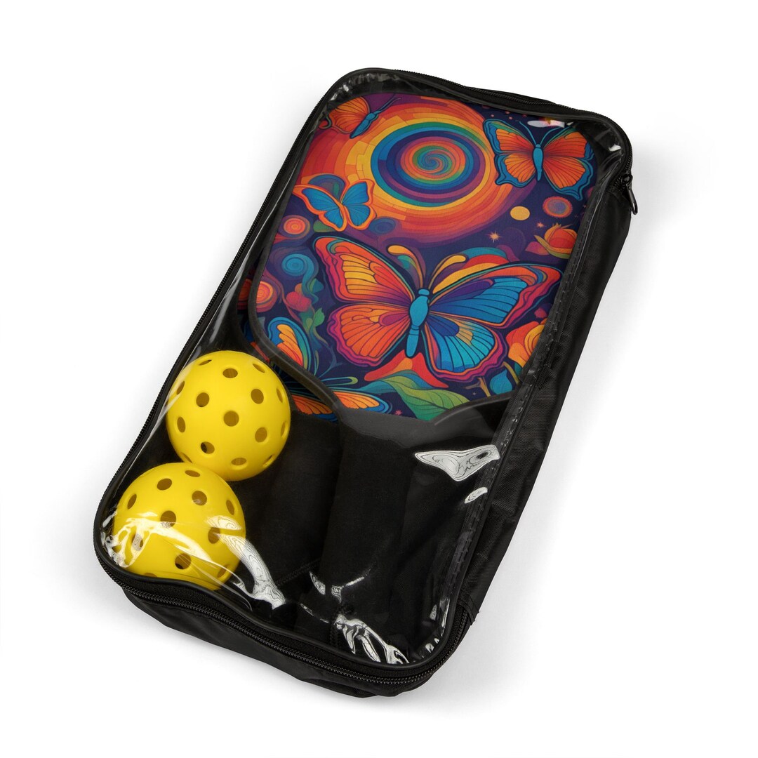 Colorful Butterfly Paddle Set With Carry Case and Balls Vibrant ...