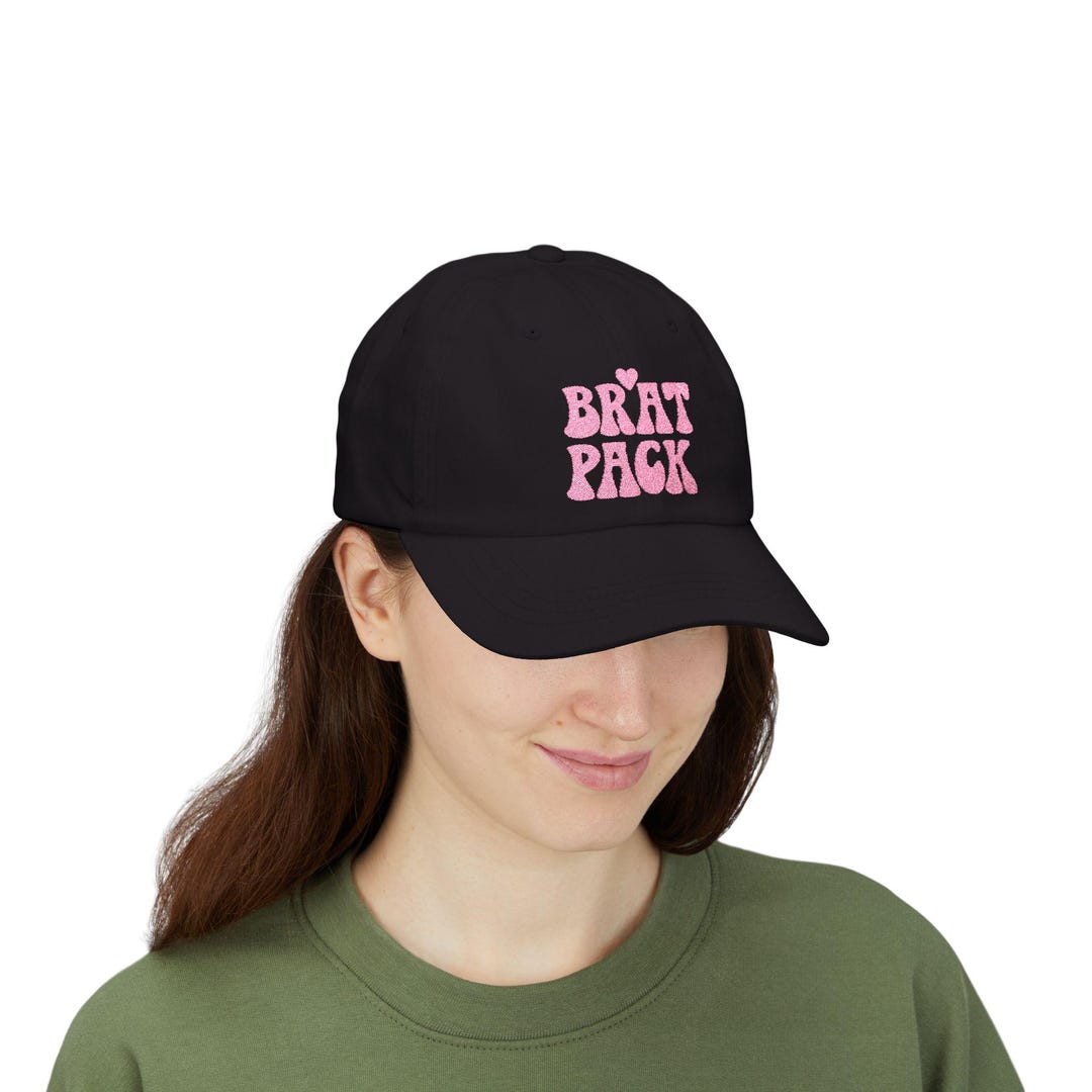Trendy Adjustable Brat Pack Embroidered Dad Cap Hat, Retro Aesthetic ...