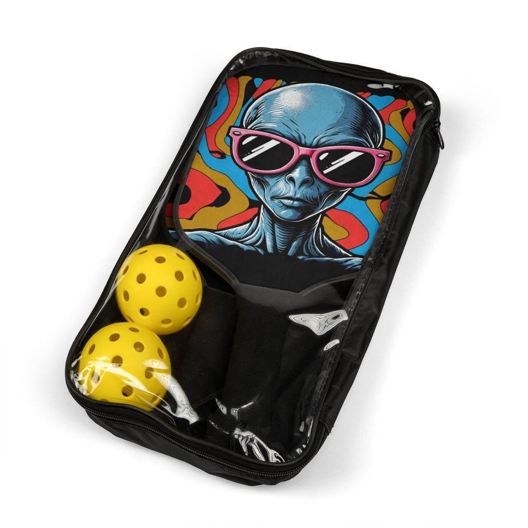 Alien Pickleball Set With Funky Design Paddle Balls and Carrying Case ...