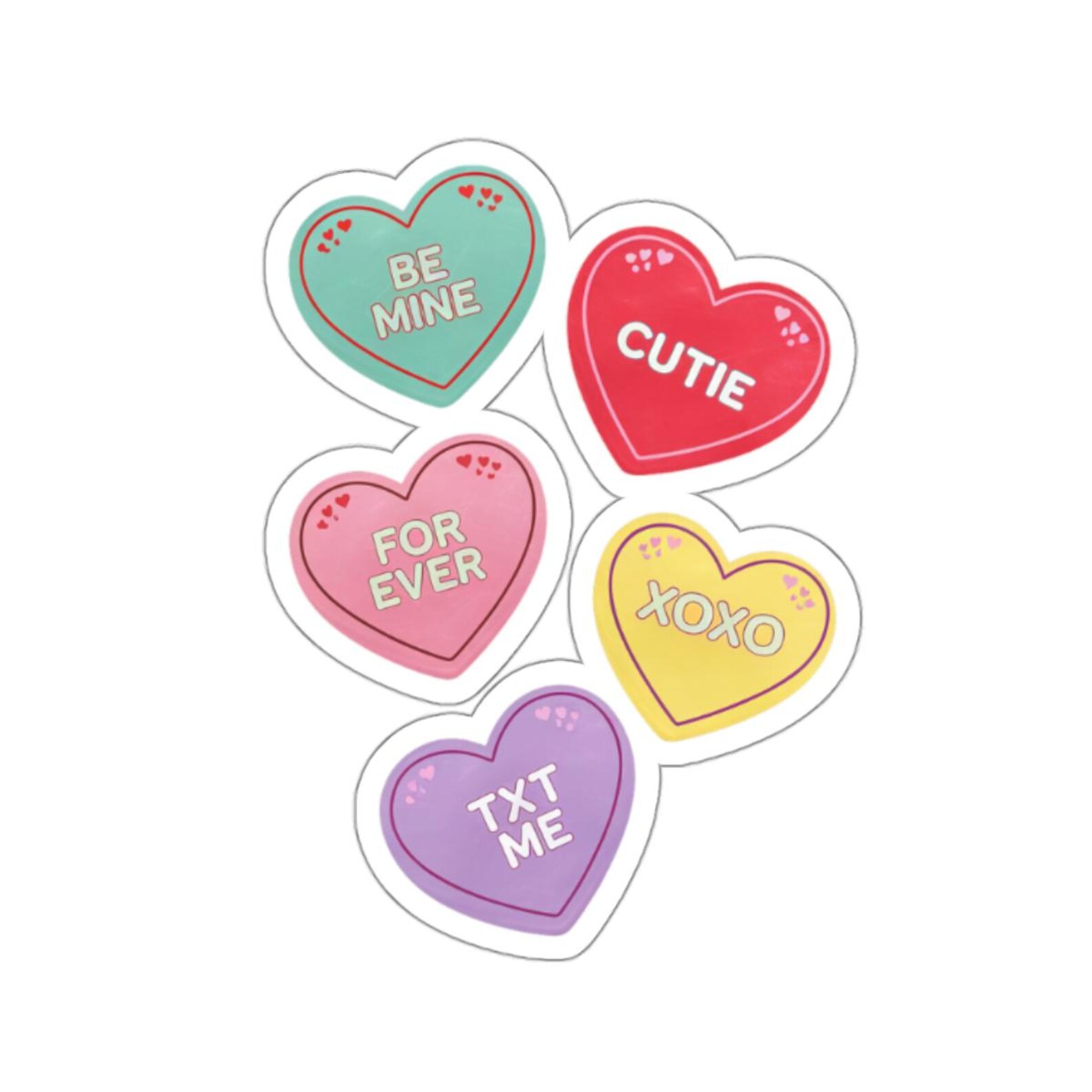 Candy Hearts Stickers, Valentine's Day Heart Decals - Love-themed ...