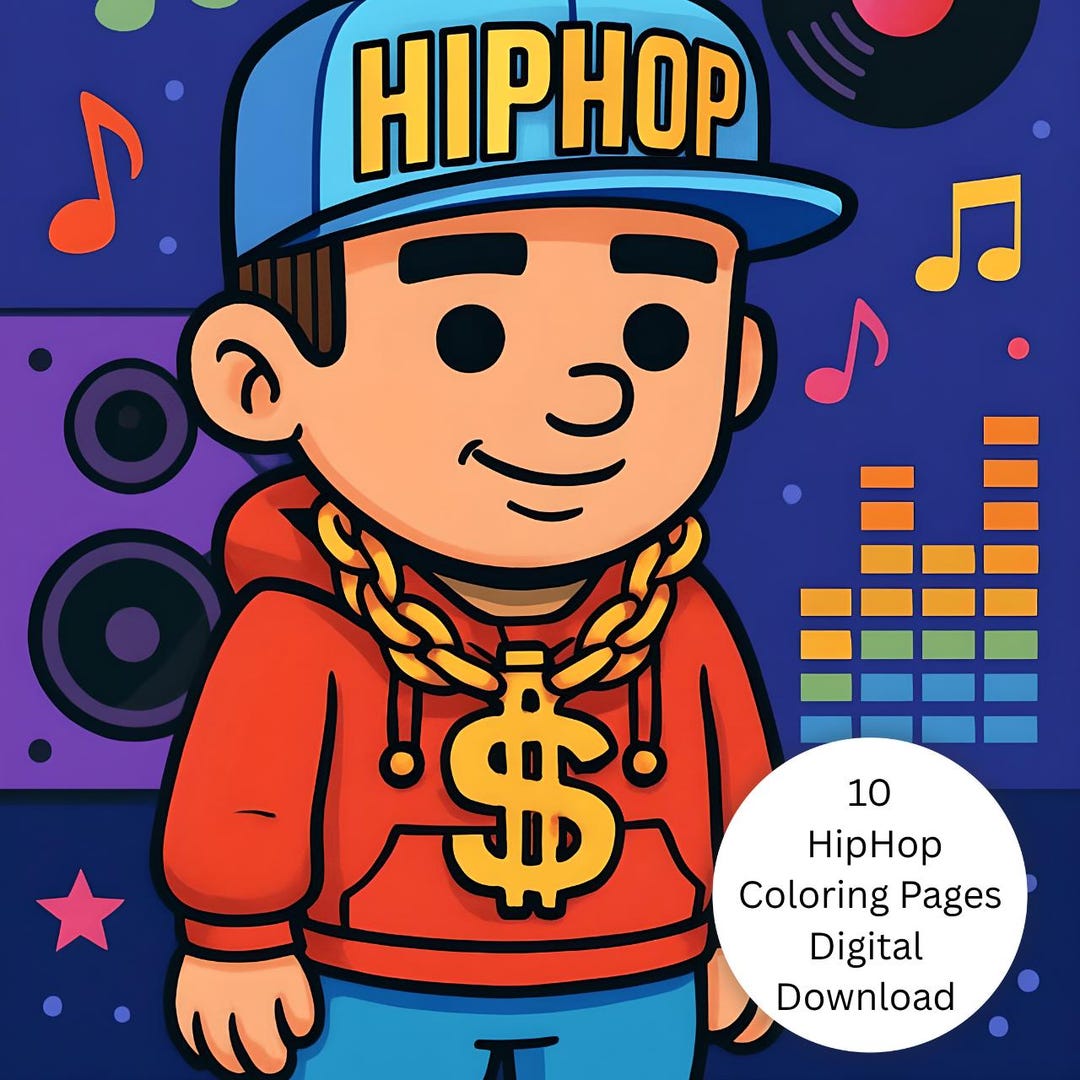 Digital Coloring Pages Hip Hop Printable Color Pages - Etsy