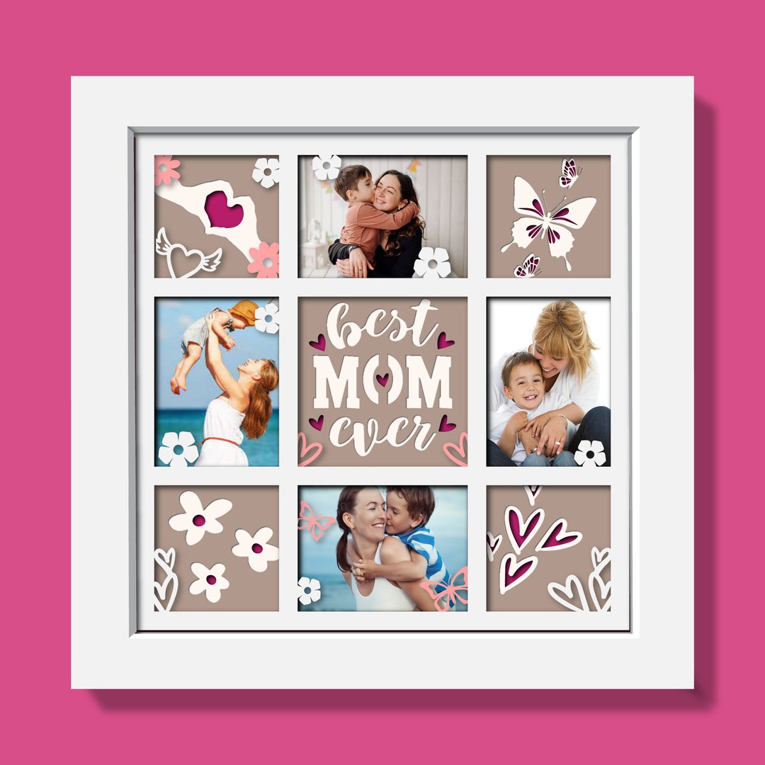3D Mom Photo Frame Shadow Box, 3D Best Mom Ever Svg, Custom Photos ...