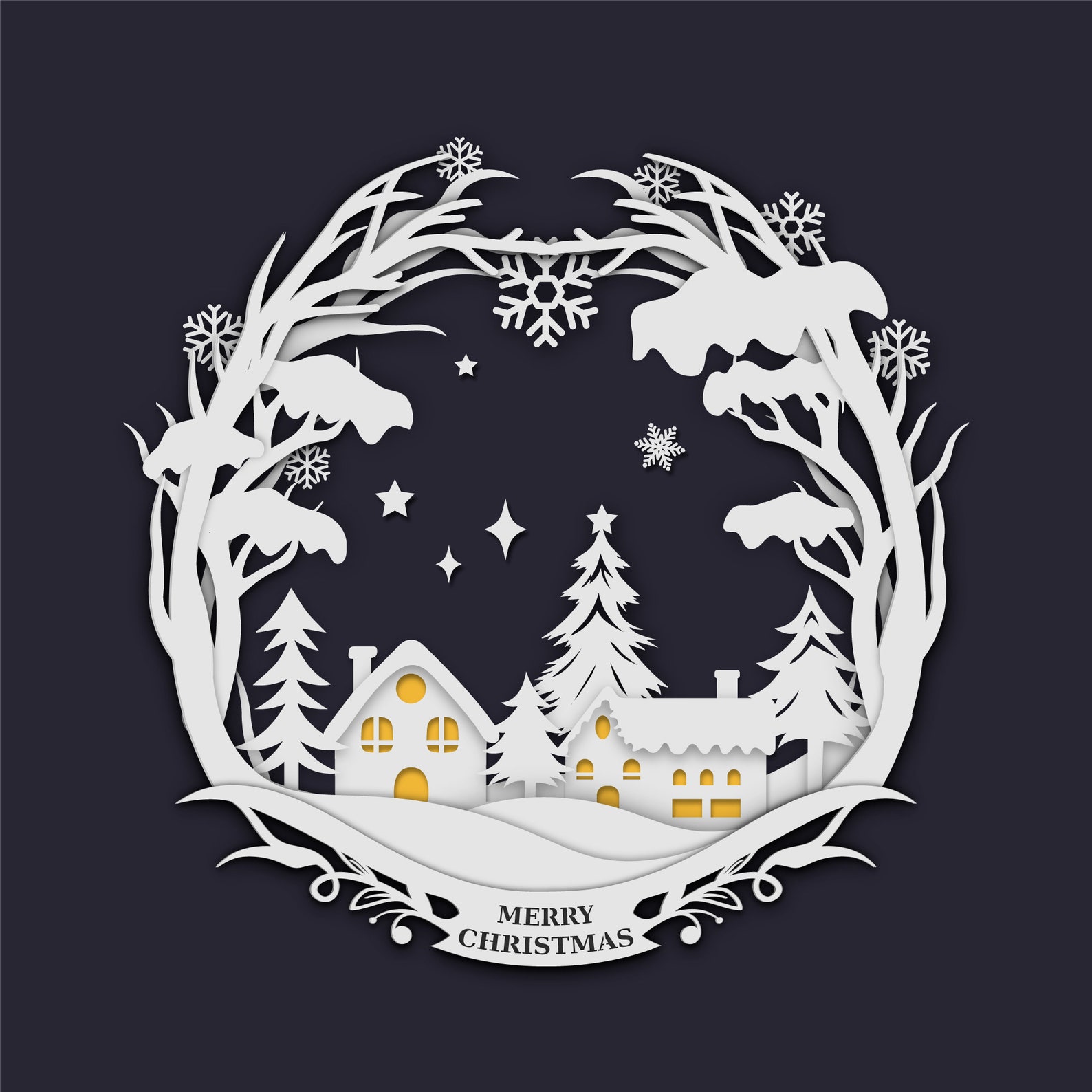 3D Christmas Wreath Svg, Cardstock Wall Décor Svg, 3D Christmas ...