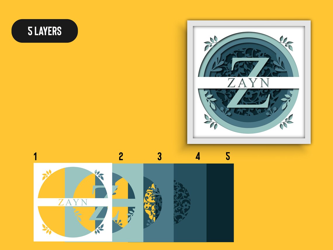 3d Split Monogram A-Z Shadow Box Svg Alphabet Family Name - Etsy