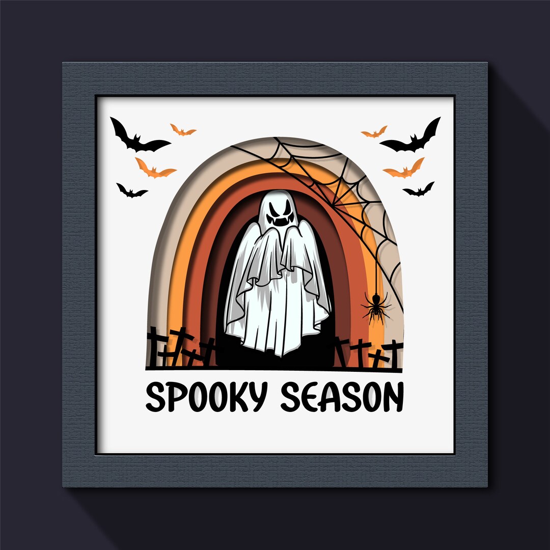 3D Halloween Ghost Shadow Box, 3D Spooky Season Svg, Ghost 3D SVG ...