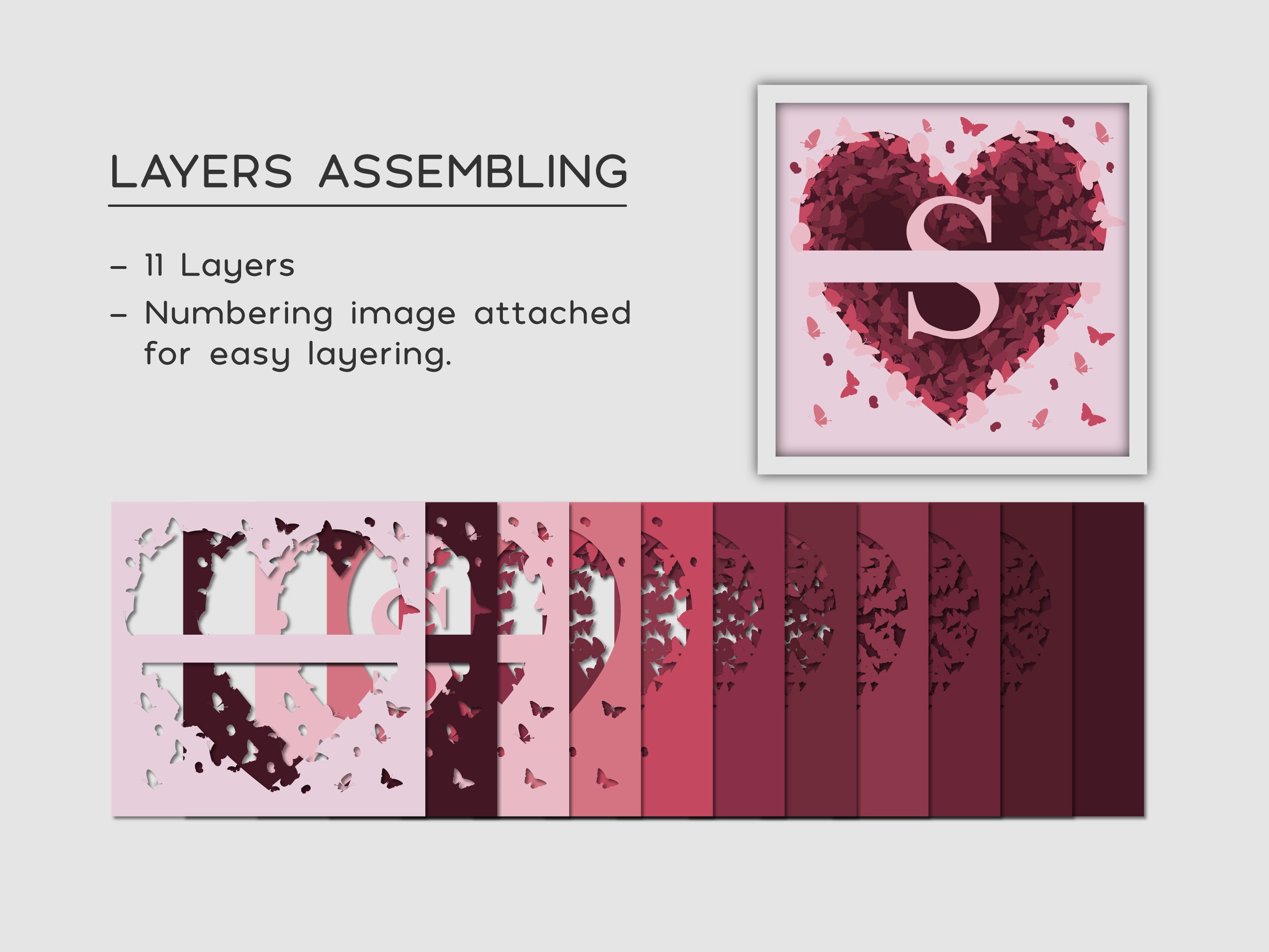 3D Split Monogram A-Z Shadow Box Svg, Valentines Shadow Box Svg, Custom ...