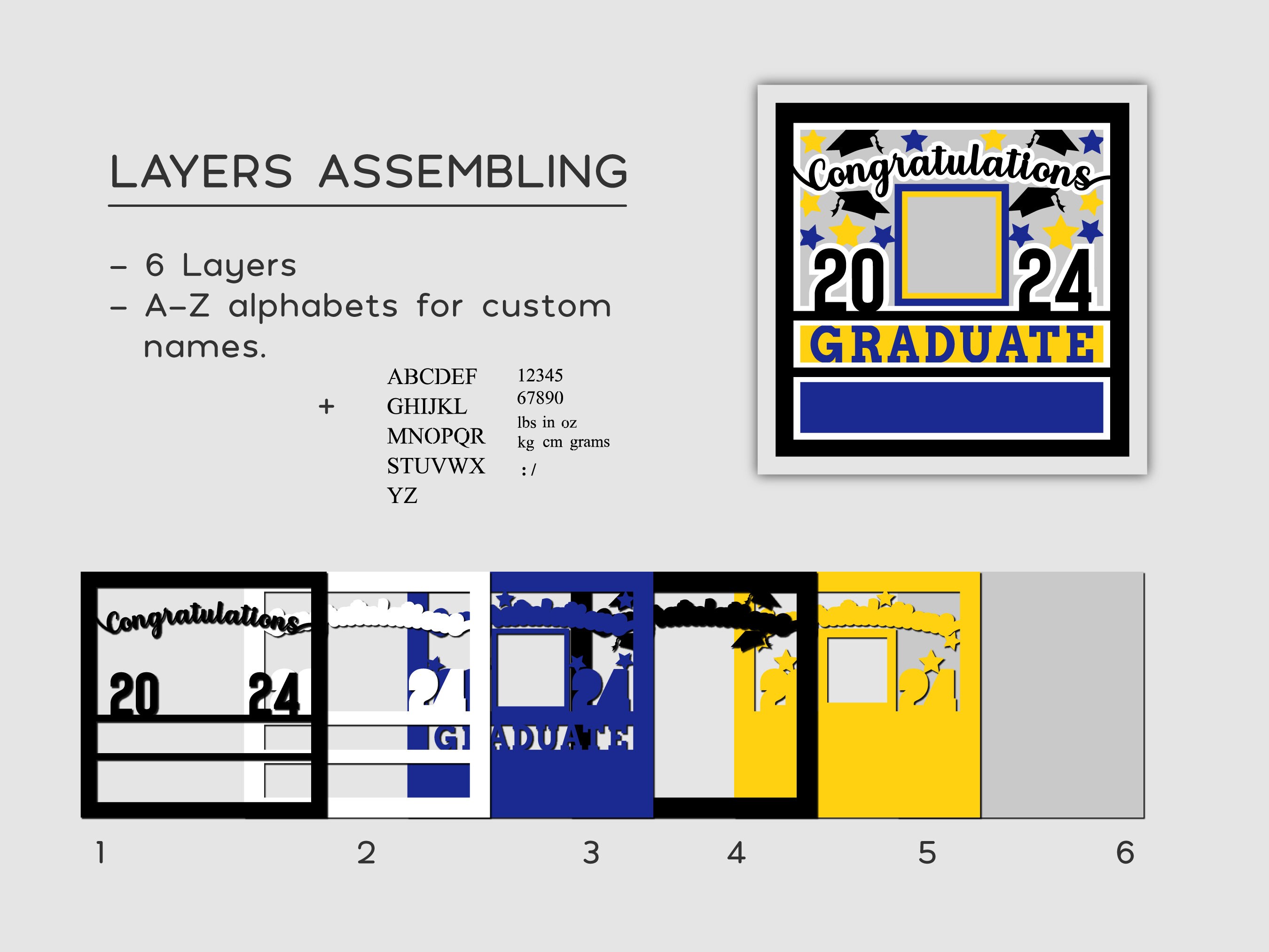 3D Graduation Shadow Box Svg, Graduation 3D Svg, Class of 2024 Svg ...
