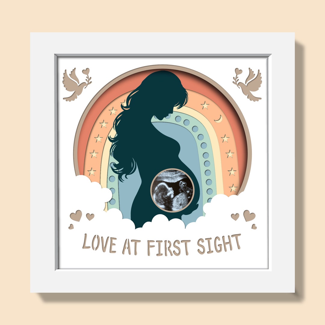 3D Pregnany Shadow Box Svg, Baby Ultrasound Shadow Box, Baby Birth ...
