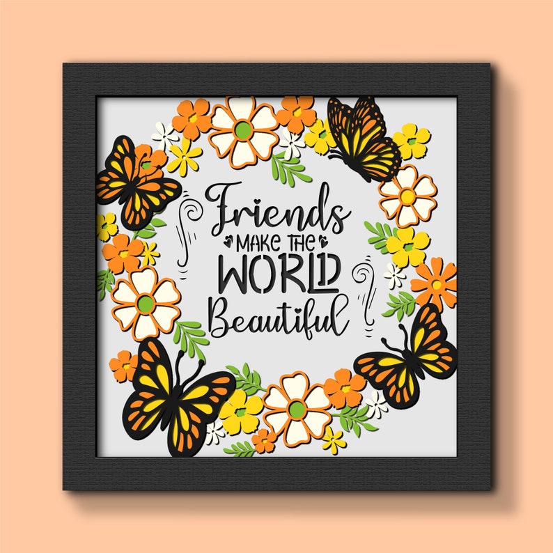 3D Friends Shadow Box Svg, Friendship Shadowbox Svg, 3d Friendship Svg ...