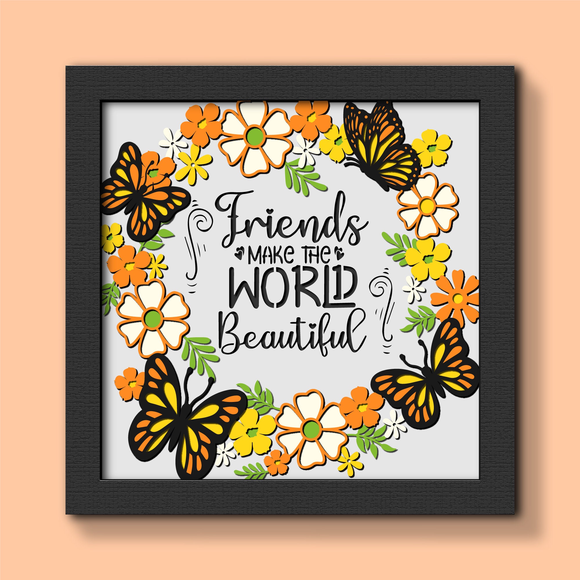 3D Friends Shadow Box Svg, Friendship Shadowbox Svg, 3d Friendship Svg ...