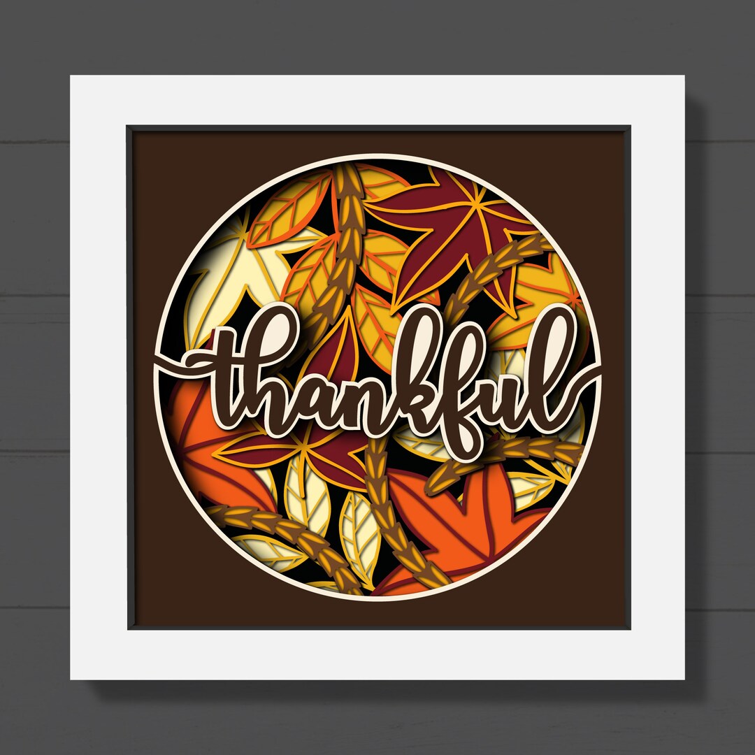 3D Thankful Shadow Box Svg, Fall Shadow Box, Fall Leaves Svg, Autumn ...