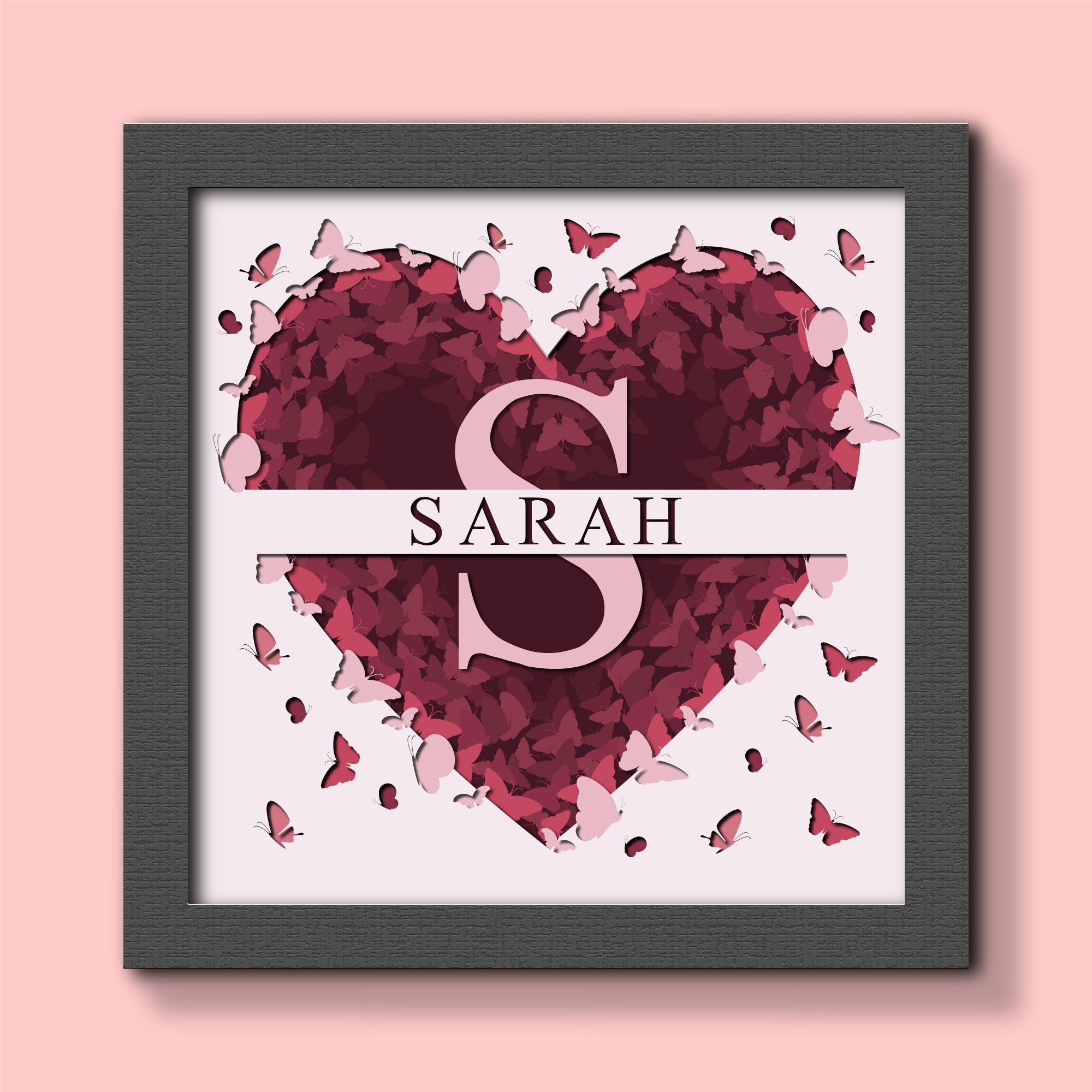 3D Split Monogram A-Z Shadow Box Svg, Valentines Shadow Box Svg, Custom ...