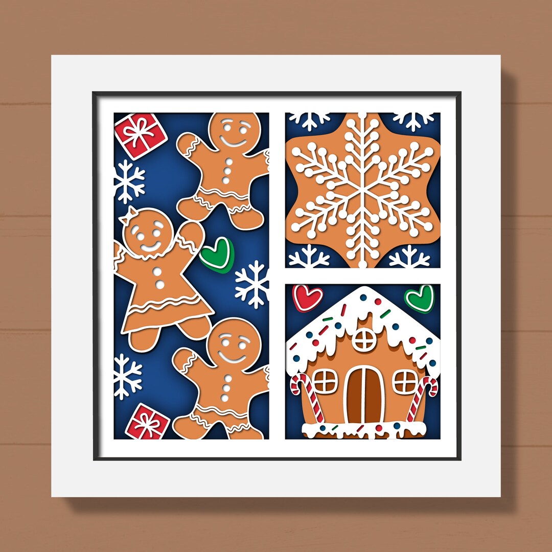 3D Gingerbread Shadow Box Svg, Christmas Cookie Svg, Layered Ginger ...