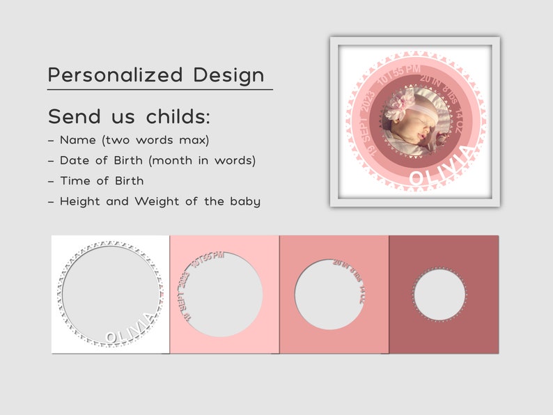3D Personalized Baby Stats Shadow Box Svg, Baby Photo Frame, Baby ...