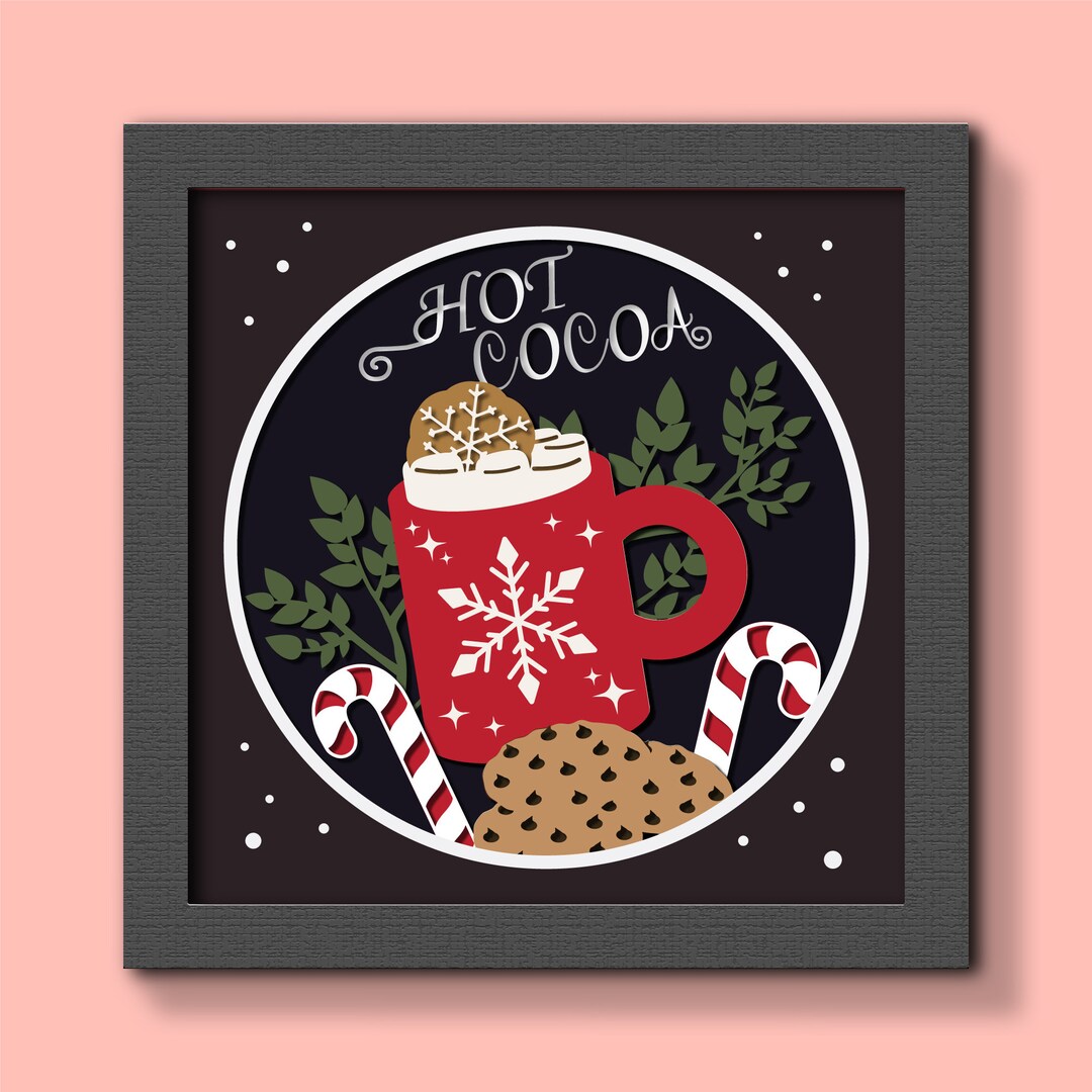 3D Hot Cocoa Shadow Box Svg, 3D Hot Cocoa Mug, CHRISTMAS Shadow Box Svg ...
