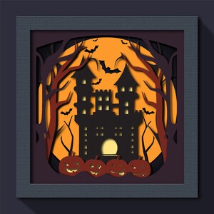 Scary Home Halloween Shadow Box Svg, Halloween Wall Art Shadowbox ...