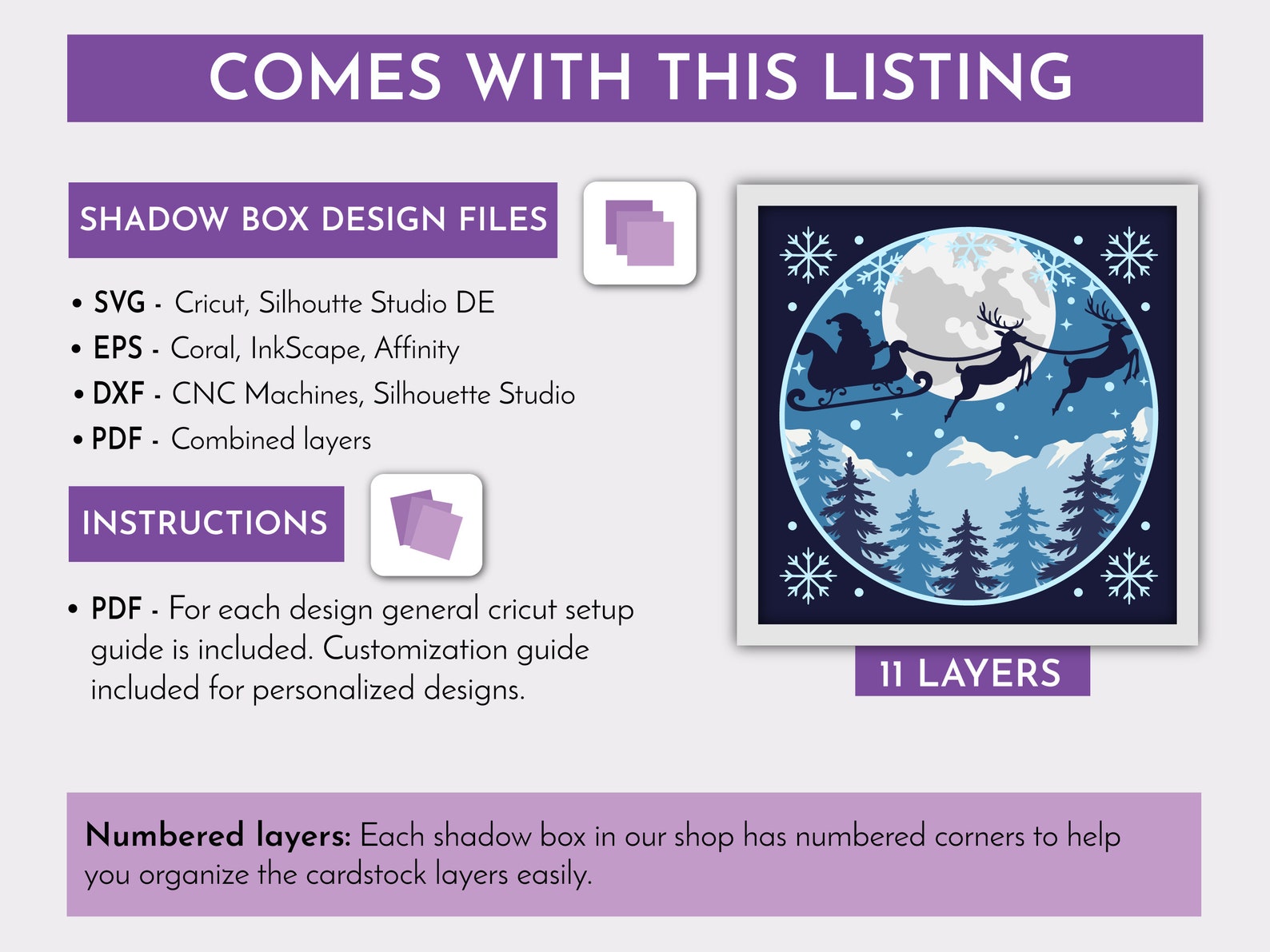 3D Santa Reindeer Shadow Box Svg, Christmas Shadow Box, Winter ...