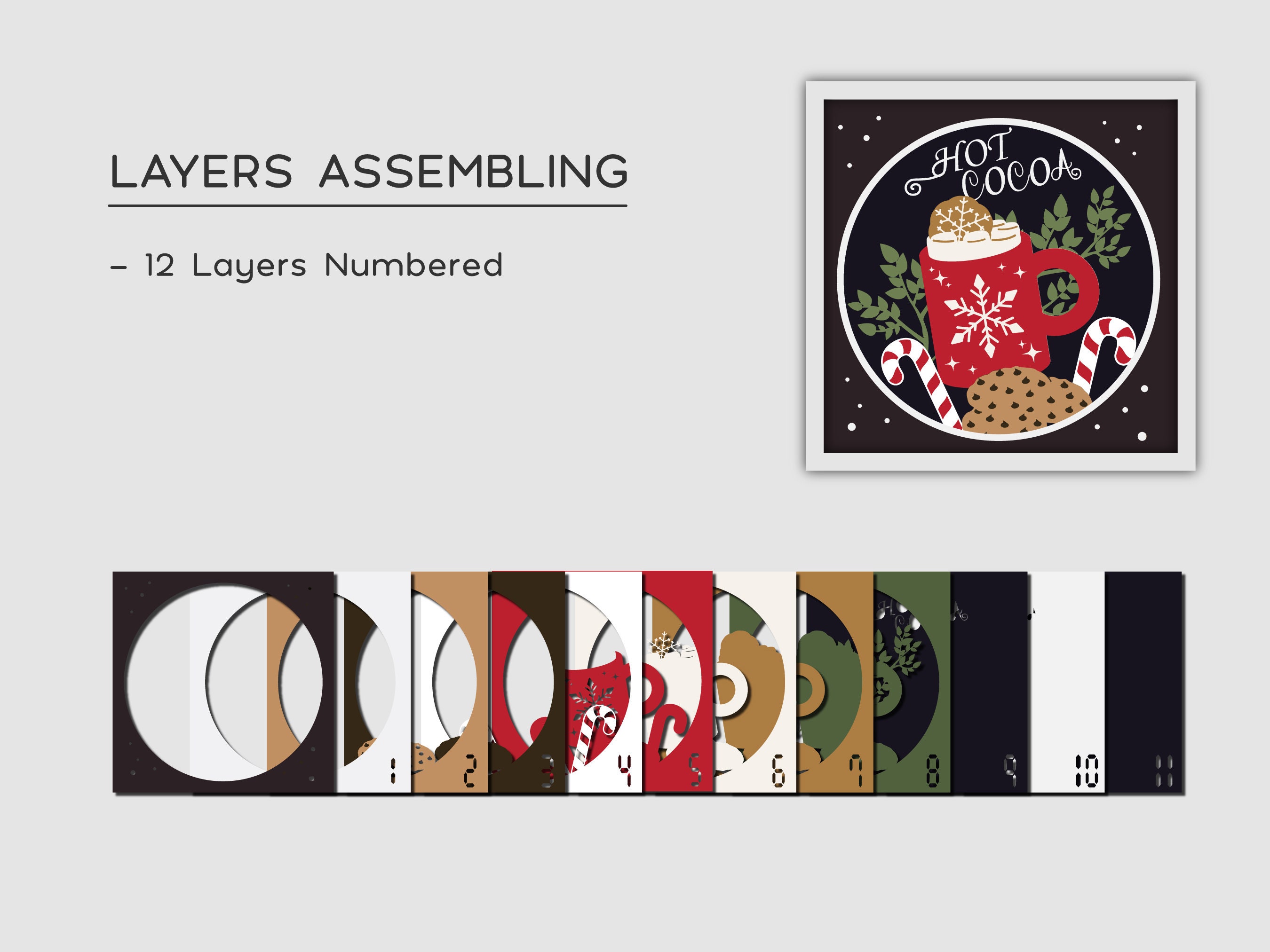 3D Hot Cocoa Shadow Box Svg, 3D Hot Cocoa Mug, CHRISTMAS Shadow Box Svg ...