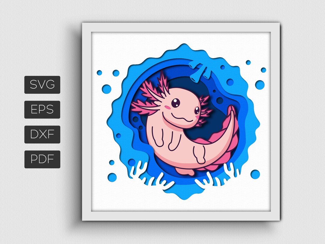 Axolotl Shadow Box Svg, Fish Shadow Box Svg, Axolotl Art, Cricut Shadow ...