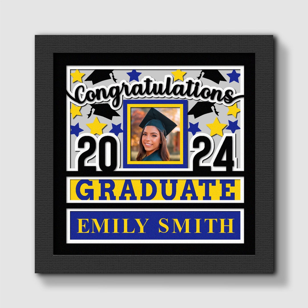 3D Graduation Shadow Box Svg, Graduation 3D Svg, Class of 2024 Svg ...