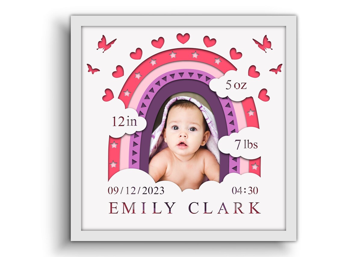 3D Baby Stats Shadow Box Svg Baby Birth Shadow Box Custom - Etsy