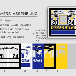 3D Graduation Shadow Box Svg, Graduation 3D Svg, Class of 2024 Svg ...