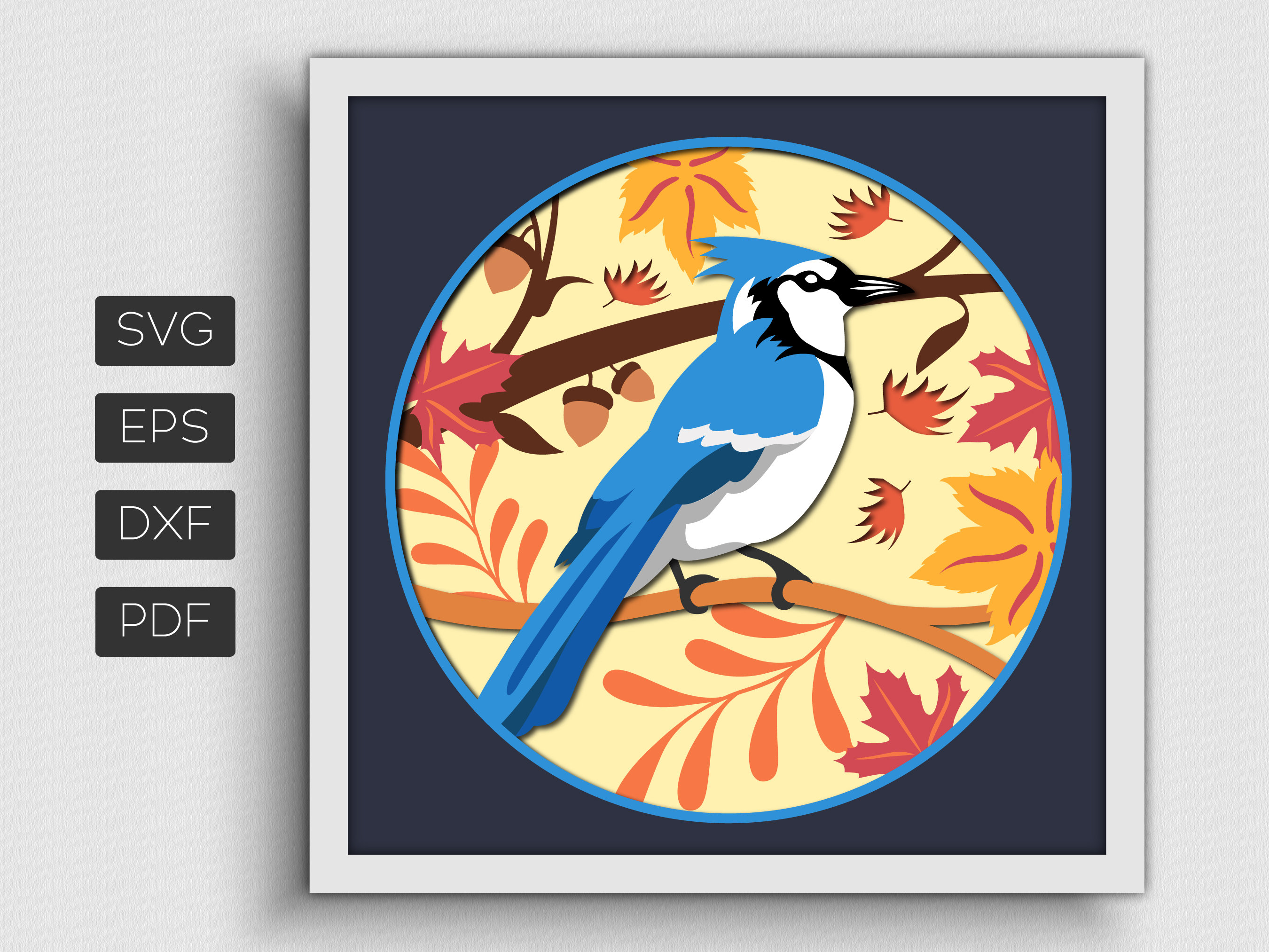 3D Blue Jay Shadow Box Svg Fall Shadow Box Bird Shadow Box - Etsy