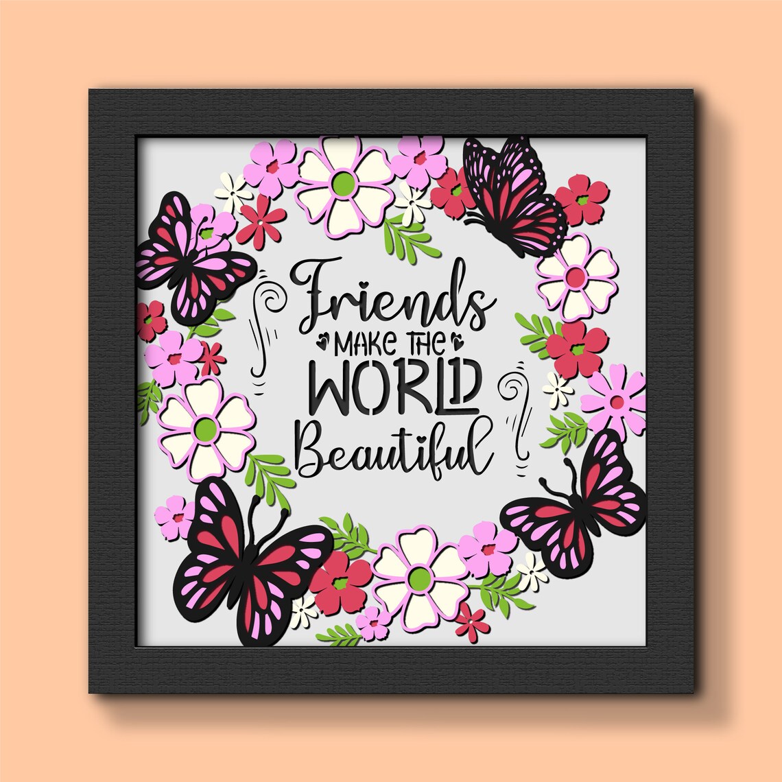 3D Friends Shadow Box Svg, Friendship Shadowbox Svg, 3d Friendship Svg ...