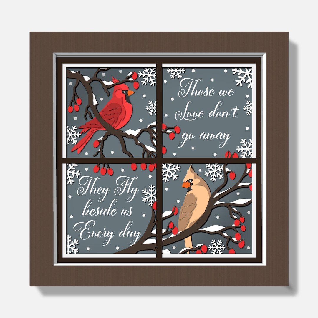 3D Cardinal Shadow Box Svg, 3d Cardinal Memorial Svg, Cardinal on Tree ...