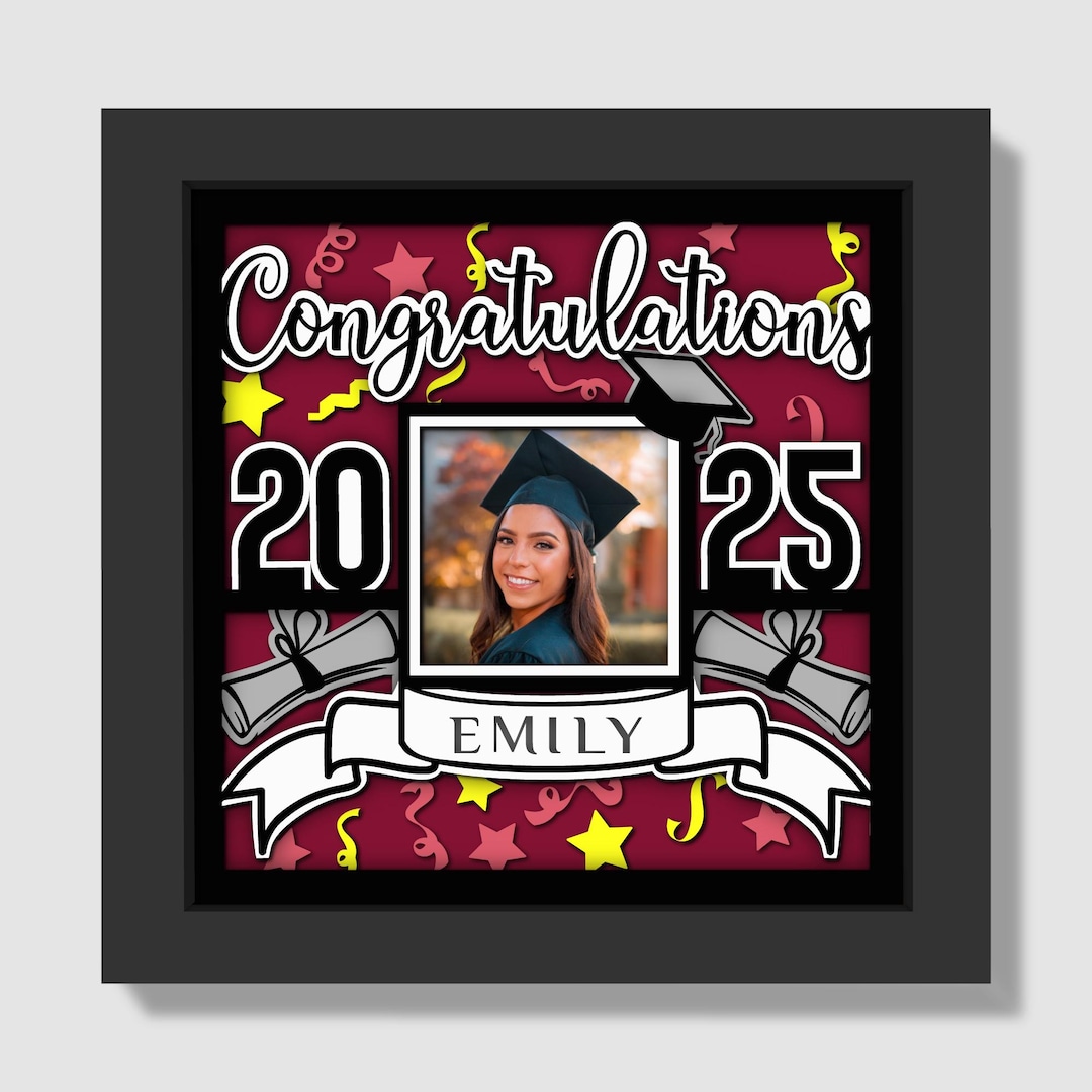 3D Graduation Shadow Box Svg, Graduation 3D Svg, Class of 2025 Svg ...