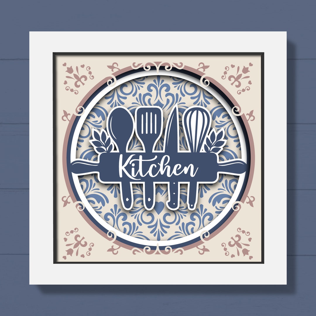 3D Kitchen Shadow Box Svg, Cooking Shadow Box, Vintage Kitchen Decor ...