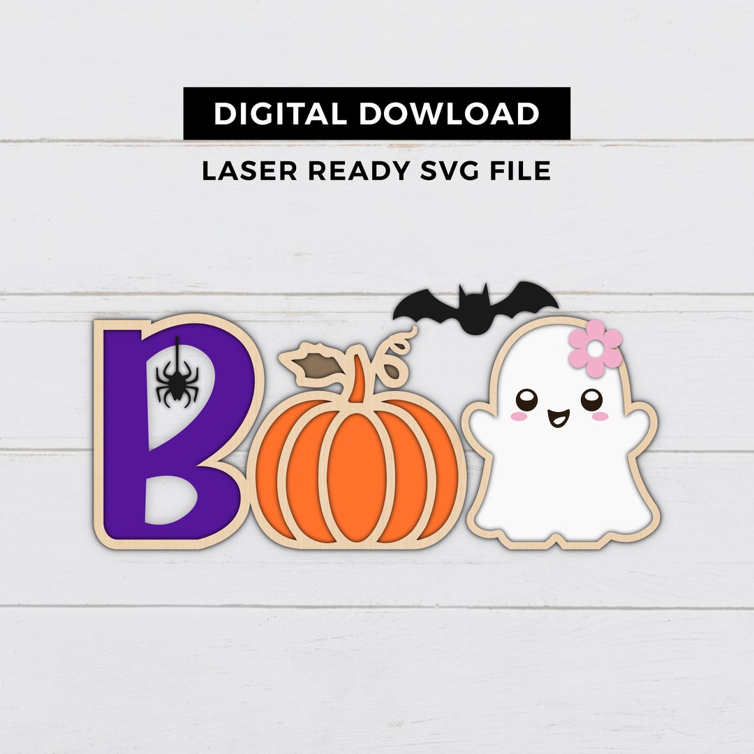 Halloween Boo Laser Svg, Pumpkin Ghost Svg, Halloween Laser Cut Files ...