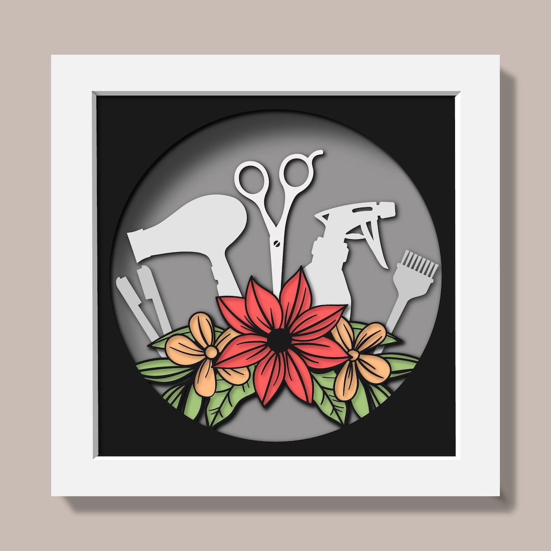 3D Hairdresser Shadow Box Svg, Multilayer Svg Hairdresser, 3D ...