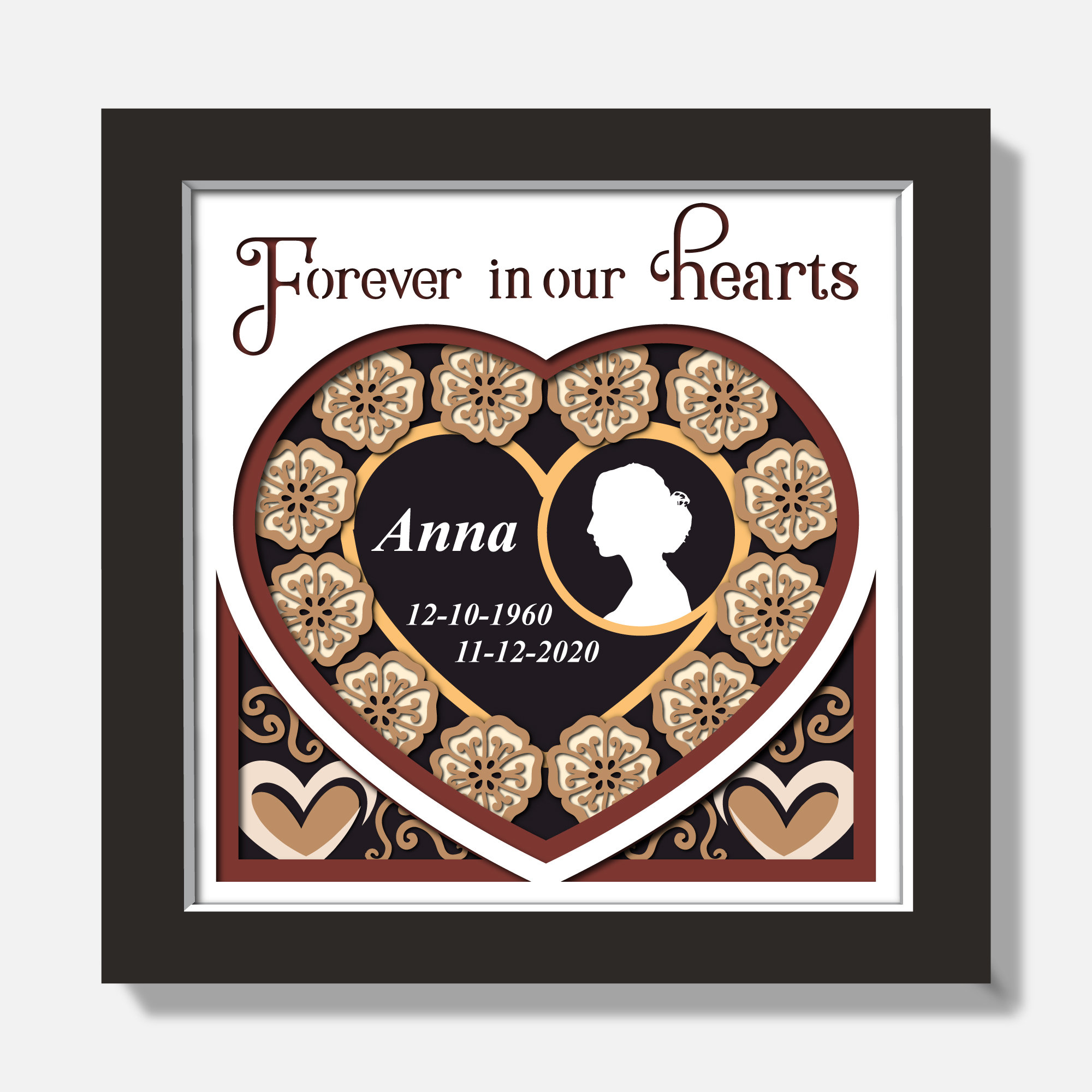 Customizable 3D Memorial Shadow Box Svg, Family Memorial 3D File, Photo ...