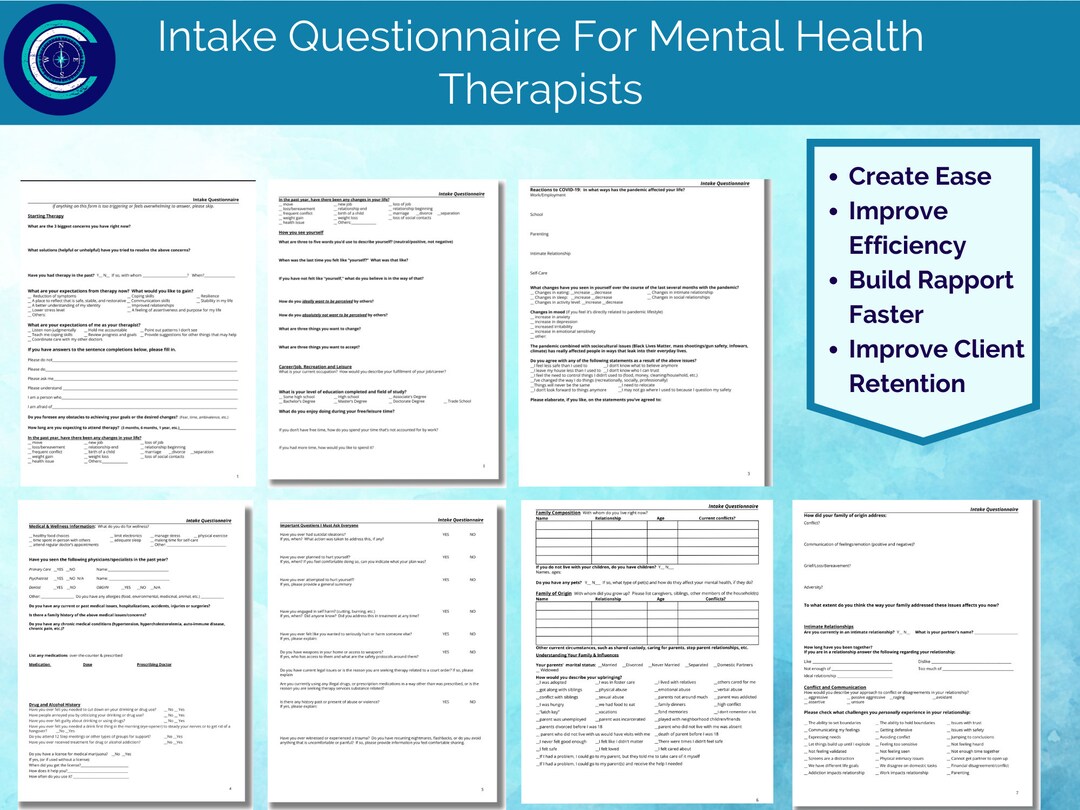 Fillable EFFECTIVE Intake Questionnaire- Outpatient Therapy -- LCSW ...