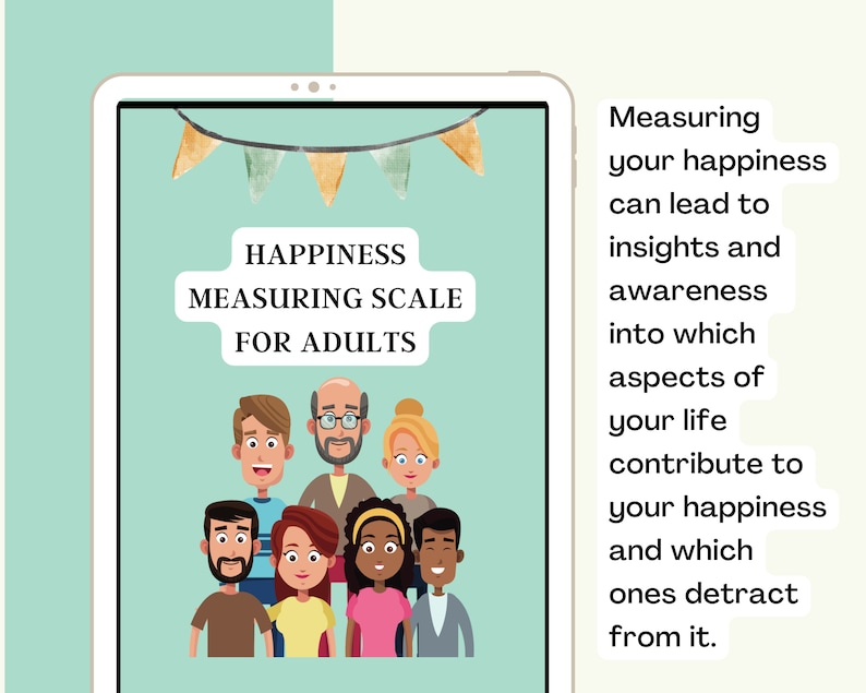 Happiness Scale Worksheet, Happiness Journal, Well Being Tracker ...