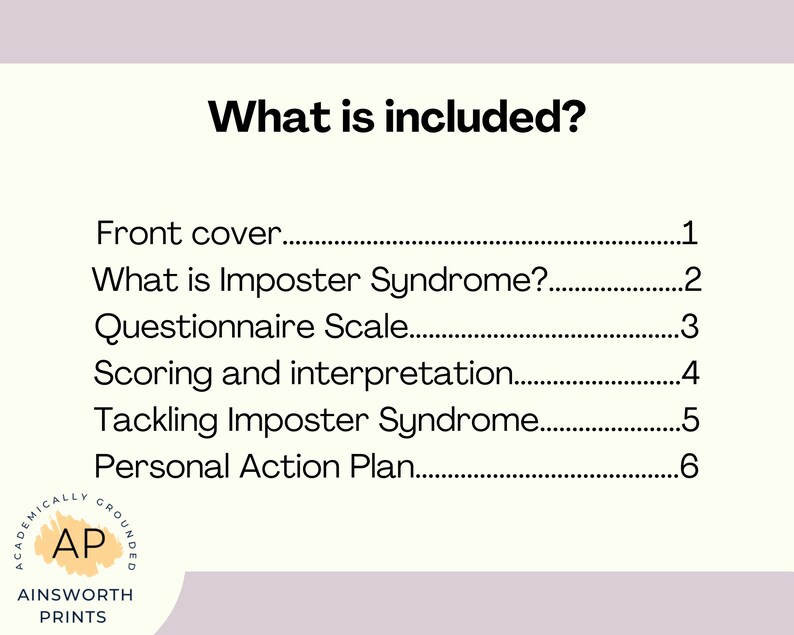 Imposter Syndrome Questionnaire, Psychology Worksheet, Psychology Scale ...