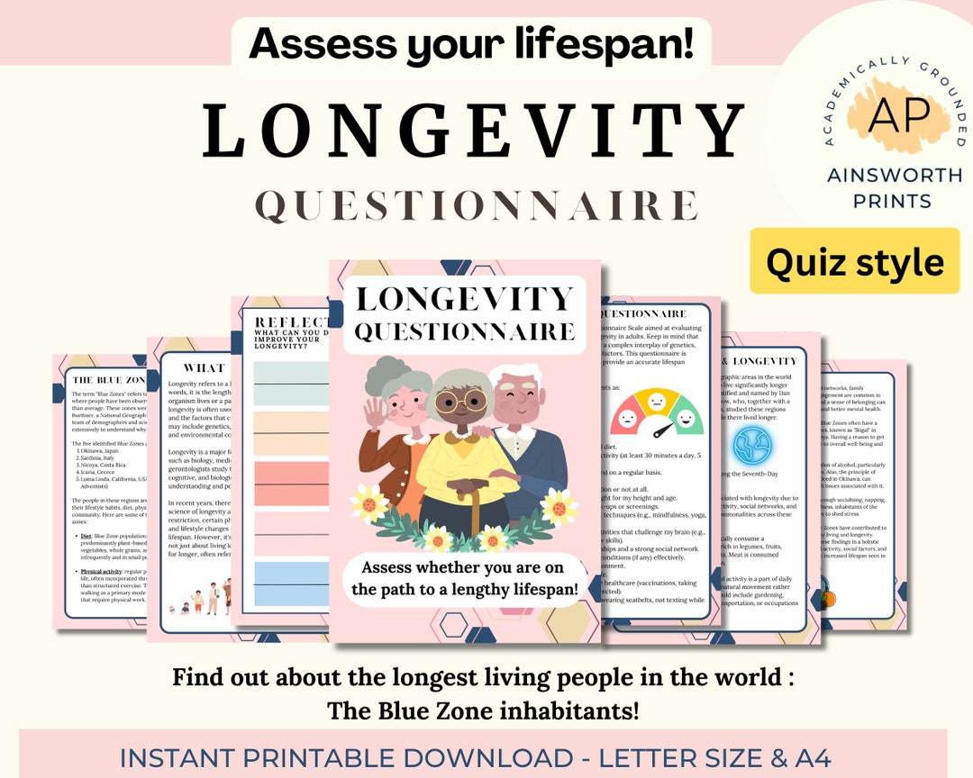 Longevity Questionnaire, Psychology Worksheets, Healthy Lifestyle ...