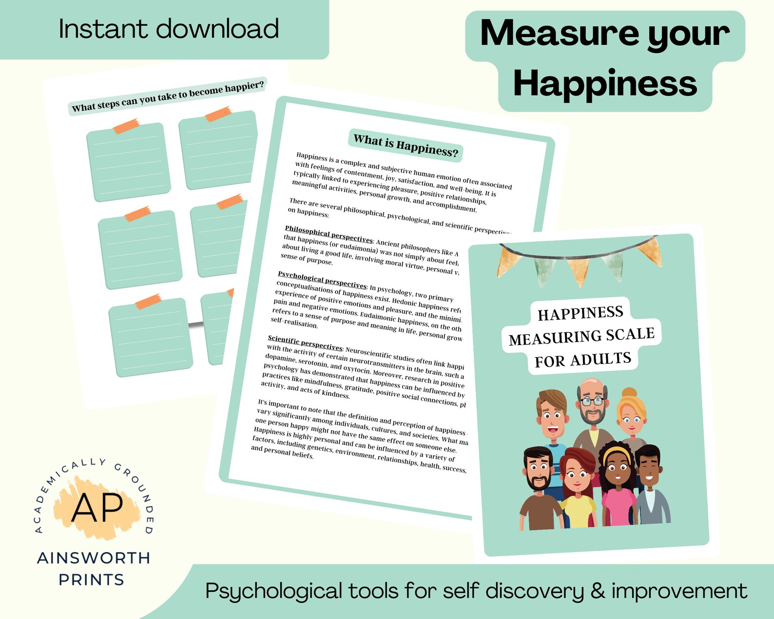 Happiness Scale Worksheet, Happiness Journal, Well Being Tracker ...
