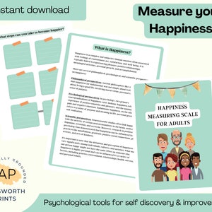 Happiness Scale Worksheet, Happiness Journal, Well Being Tracker ...