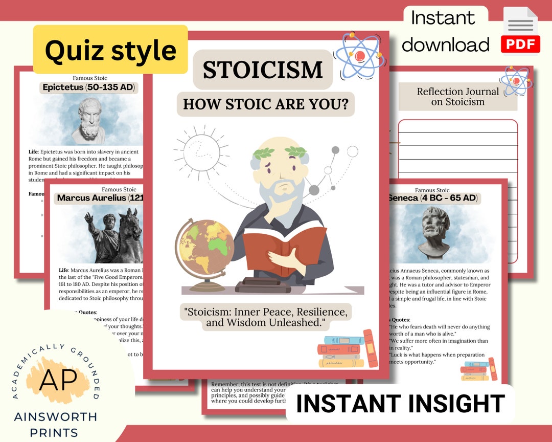 Stoicism Questionnaire, Psychology Worksheet, Journal, Workbook ...