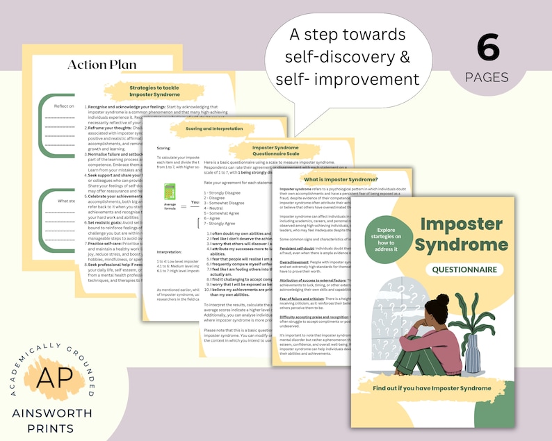 Imposter Syndrome Questionnaire, Psychology Worksheet, Psychology Scale ...