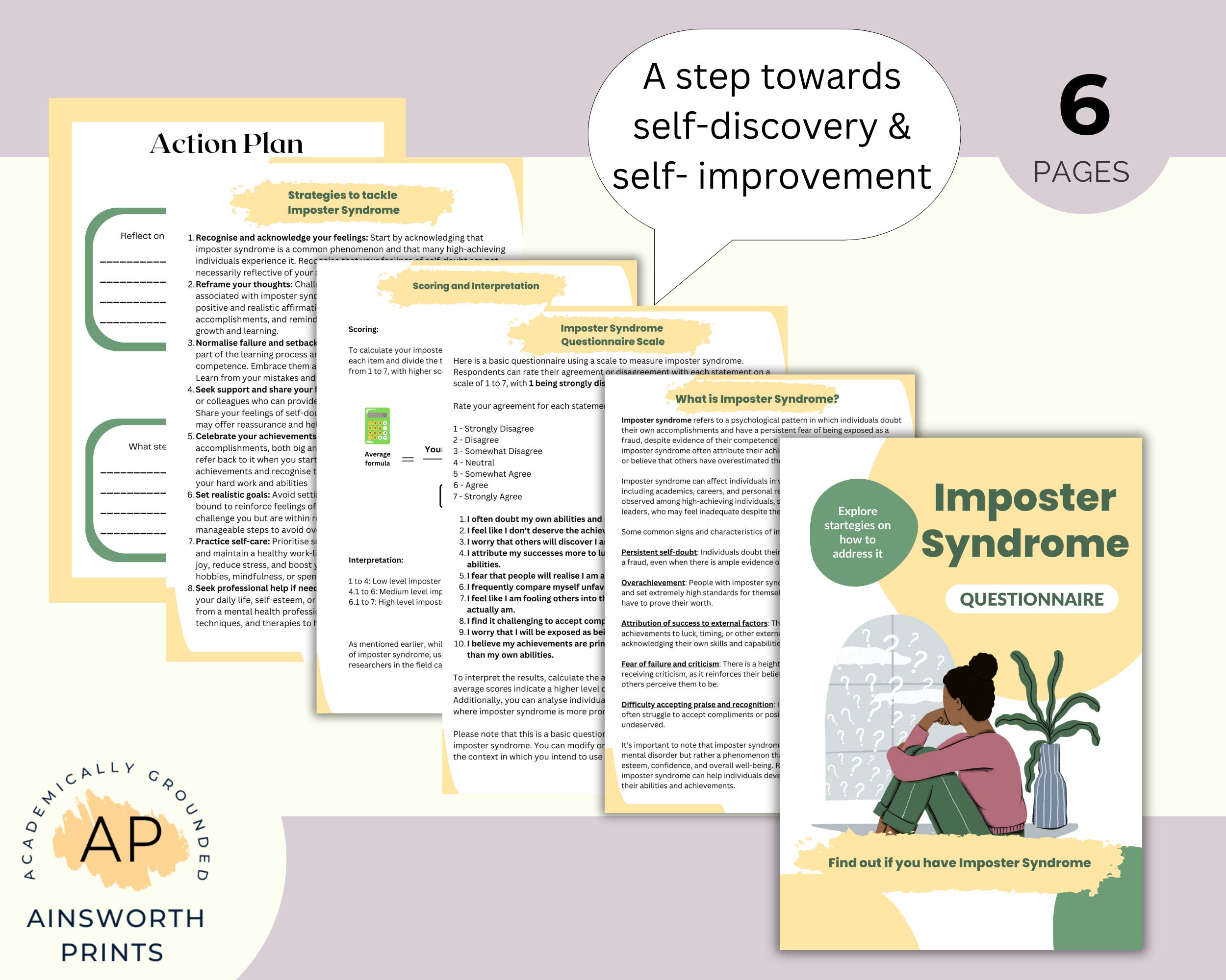 Imposter Syndrome Questionnaire, Psychology Worksheet, Psychology Scale ...