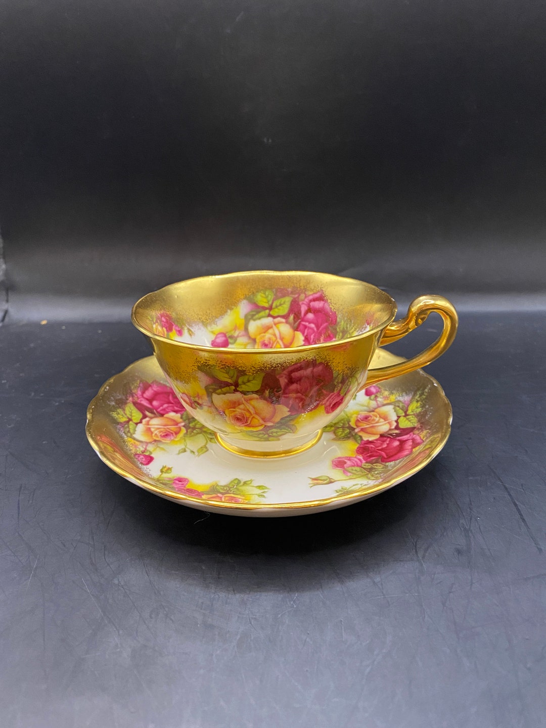 Vintage Royal Chelsea Golden Rose Tea Cup and Saucer Set - Etsy