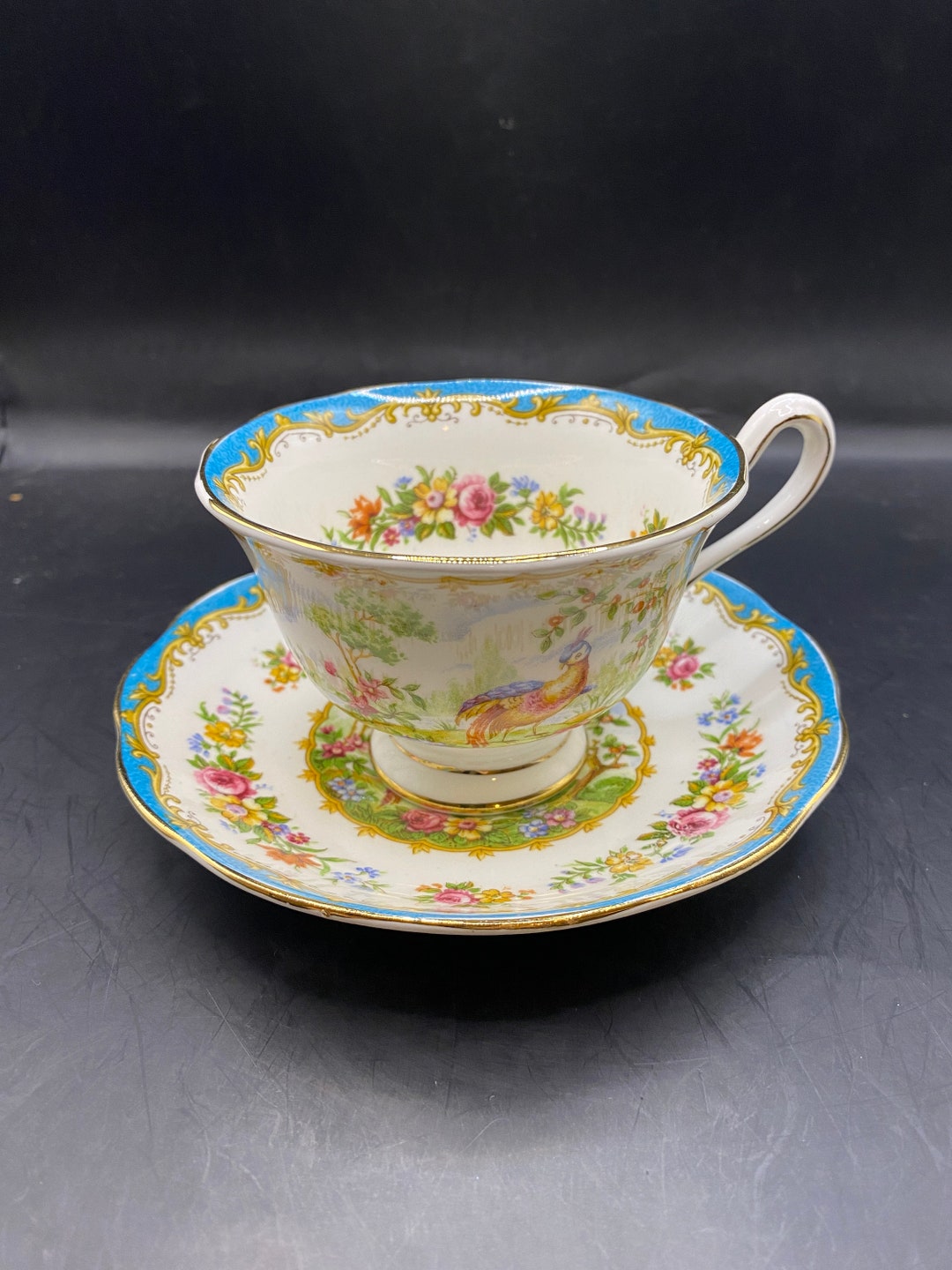 Vintage Royal Albert Blue "chelsea Bird" Tea Cup and Saucer Set - Etsy